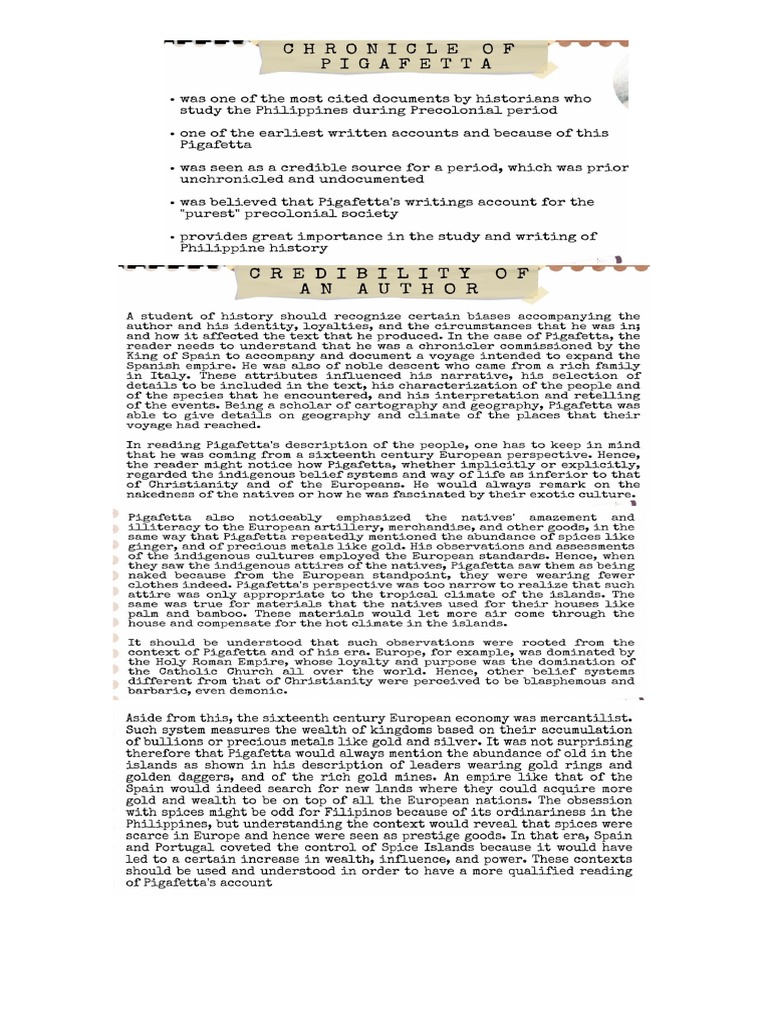 Analysis of Pigafetta Chronicle | PDF