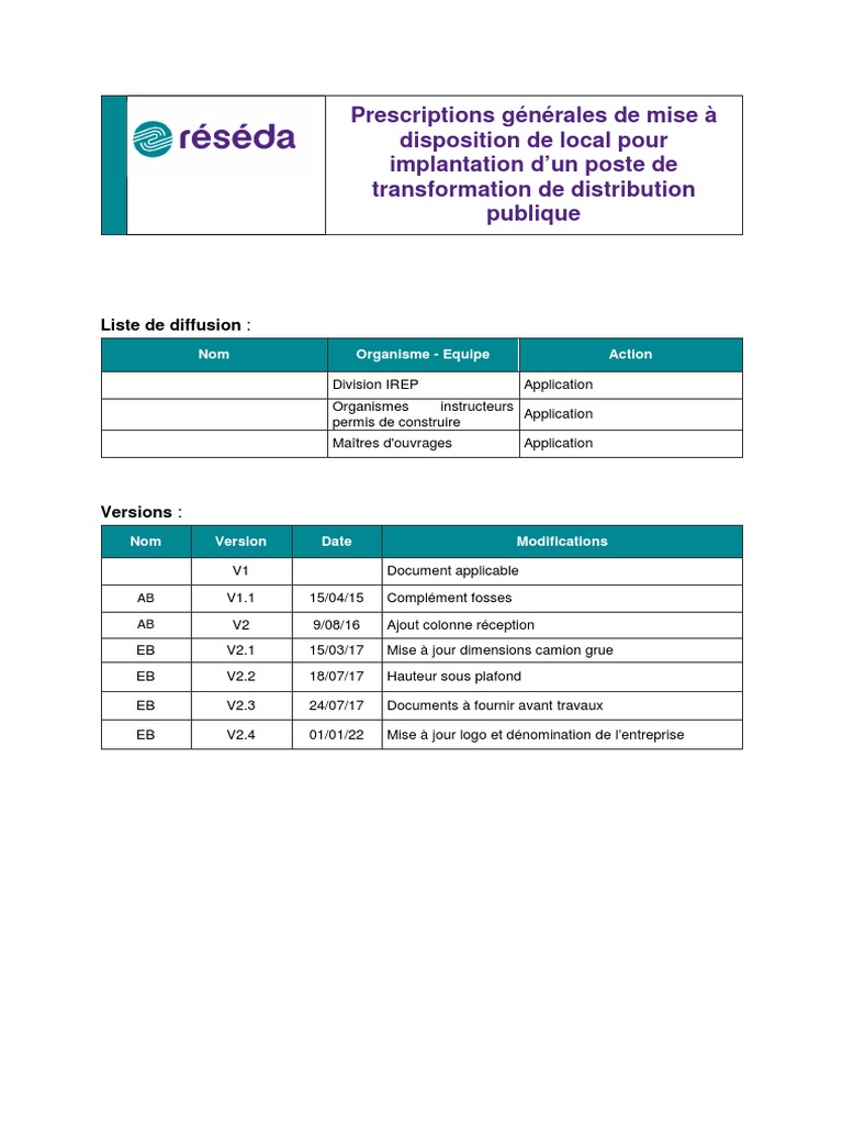 Prescriptions Generales de Mise A Disposition de Local Pour ...