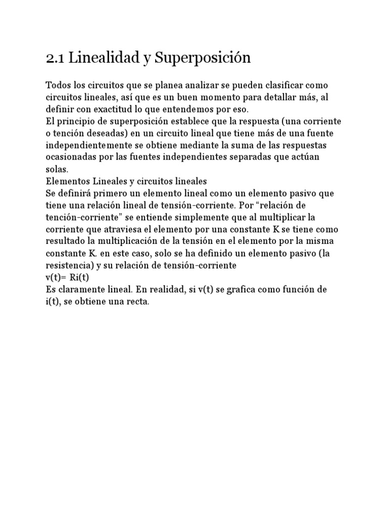 Linealidad y Superposición en Circuitos | PDF