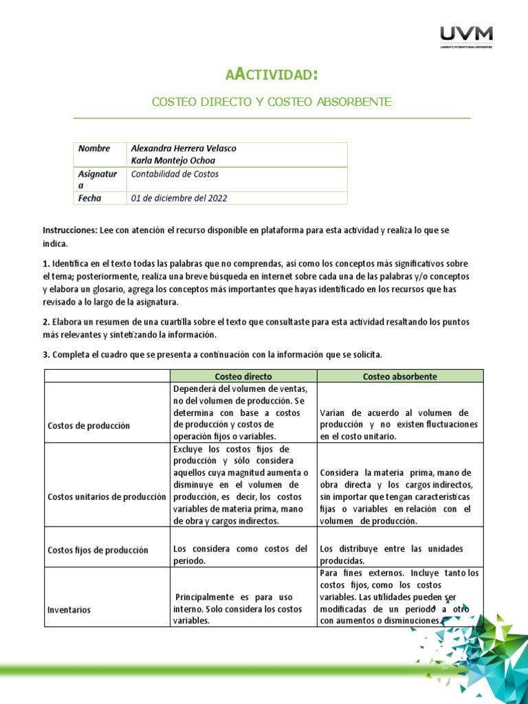 Cuadro Comparativo Act 8 | PDF | Contabilidad de costos | Contabilidad Cuadro Comparativo Act 8 | PDF | Contabilidad de costos | Contabilidad