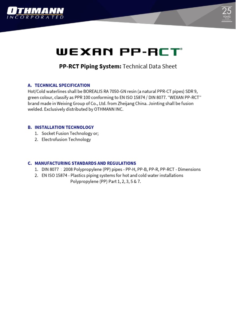 Wexan PPRCT Technical Data Sheet | PDF