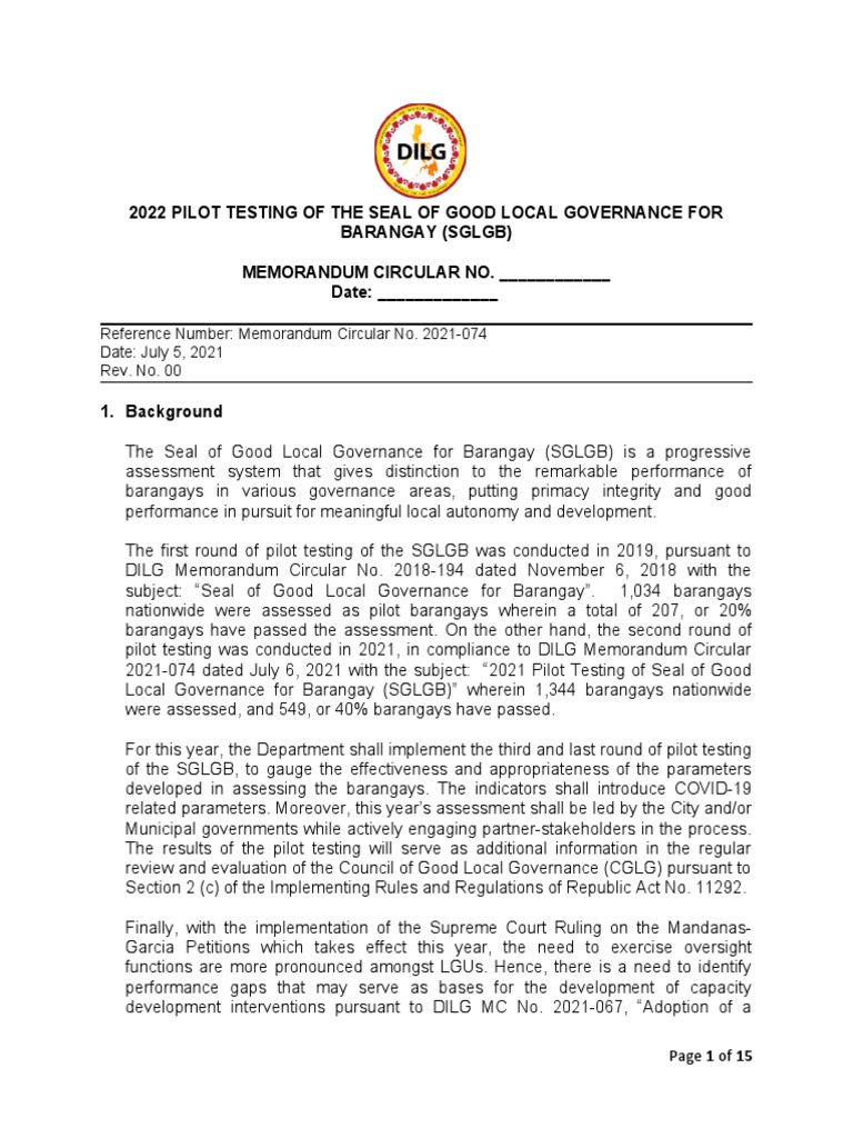 Draft MC-2022-PILOT-TESTING-OF-THE-SEAL-OF-GOOD-LOCAL-GOVERNANCE-FOR ...