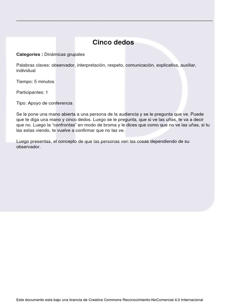 Cinco Dedos | PDF