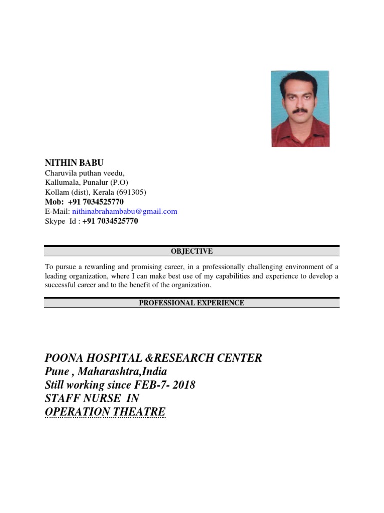 NITHIN CV New12 | PDF | Nursing | Intravenous Therapy