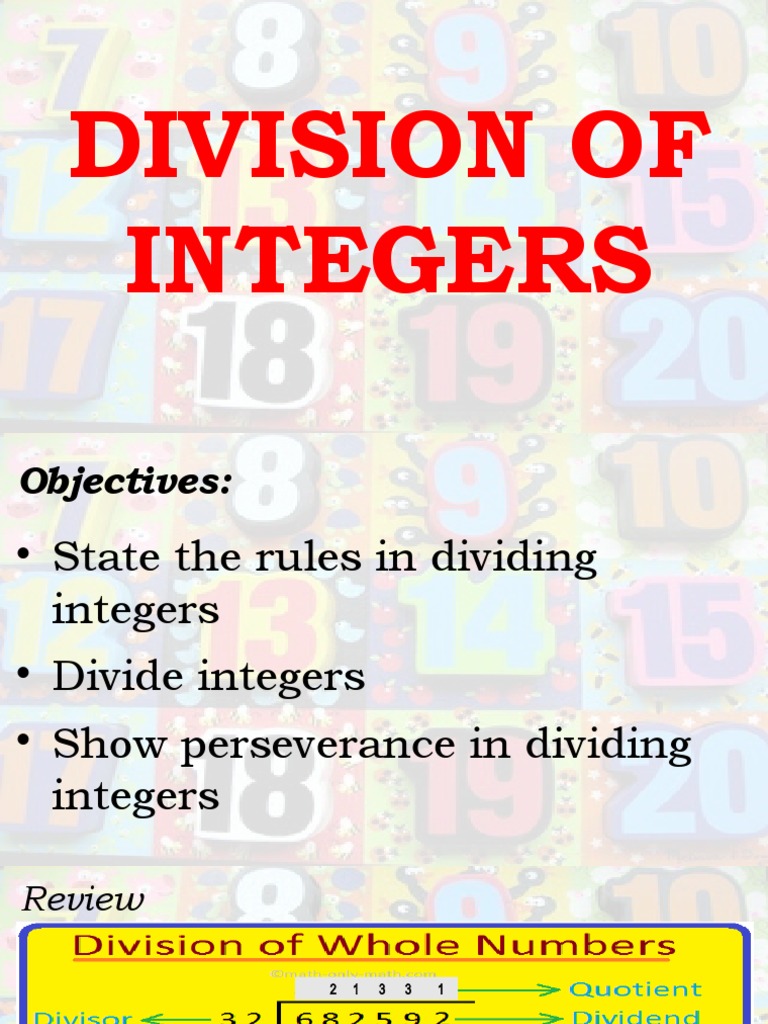 Division of Integers | PDF | Division (Mathematics) | Multiplication