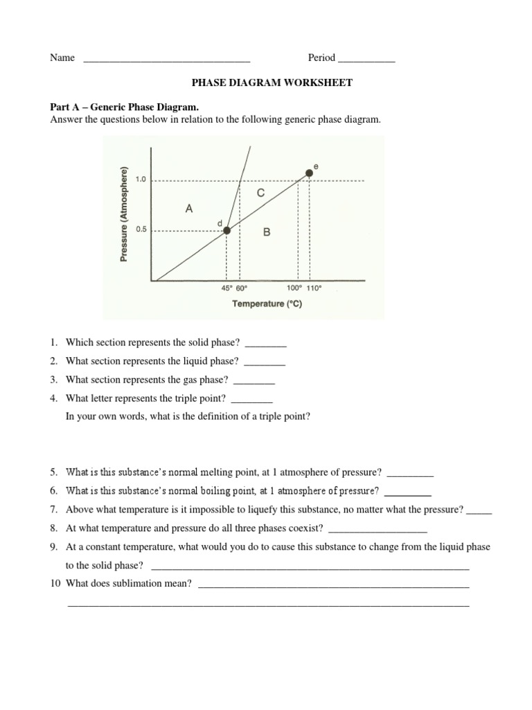 Phase Diagram Worksheet Chem I - 1 | PDF | Phase (Matter) | Phase Diagram