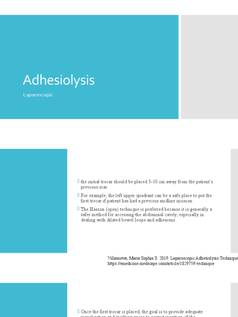 Laparoscopic Adhesiolysis Techniques | PDF | Medicine | Medical Specialties