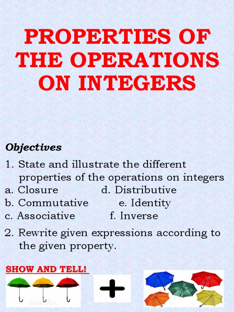Properties of The Operations On Integers | PDF | Multiplication | Integer