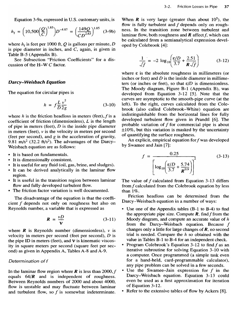 Darcy Weisbach Equation | PDF | Plumbing | Soft Matter