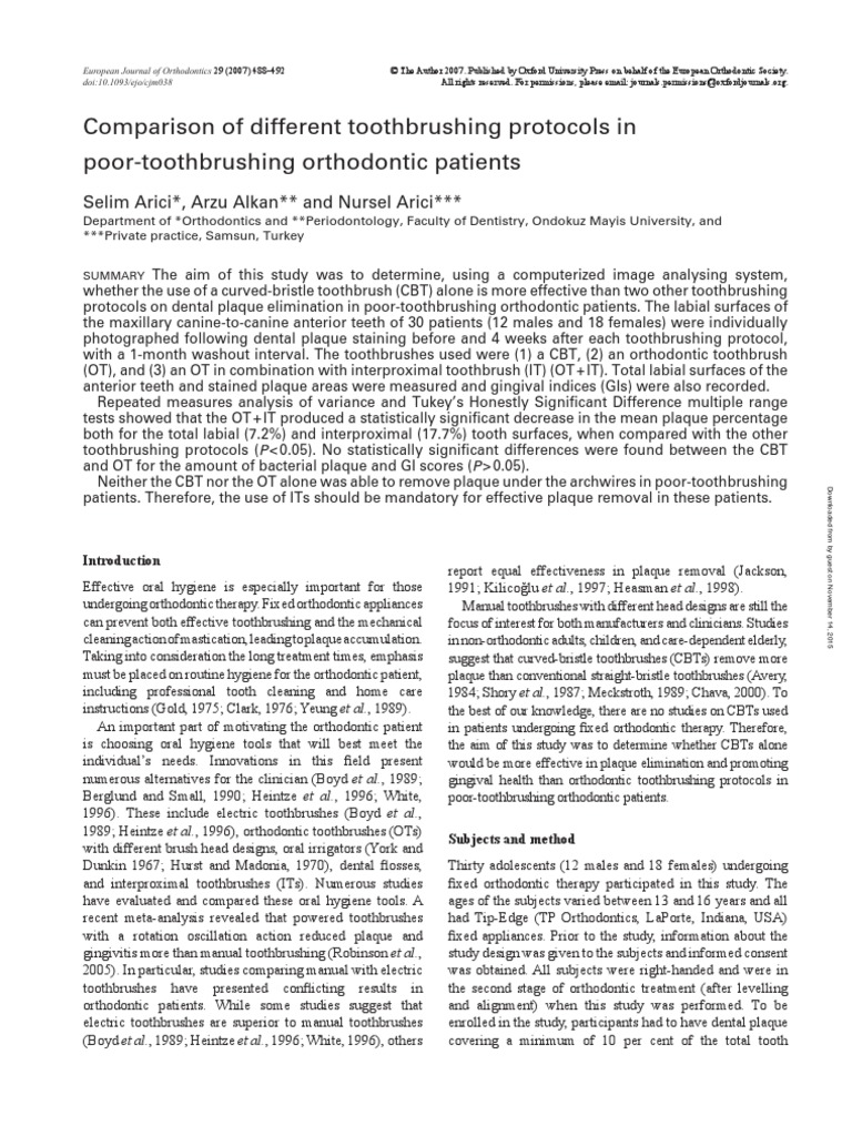Comparison of Different Toothbrushing Protocols in Poor-Toothbrushing ...