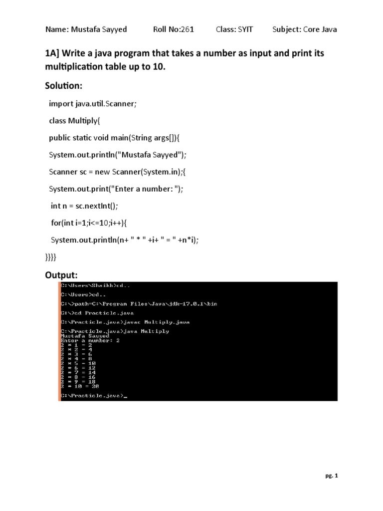 Write A Java Program That Takes A Number As Input and Print Its | PDF | Constructor (Object ...