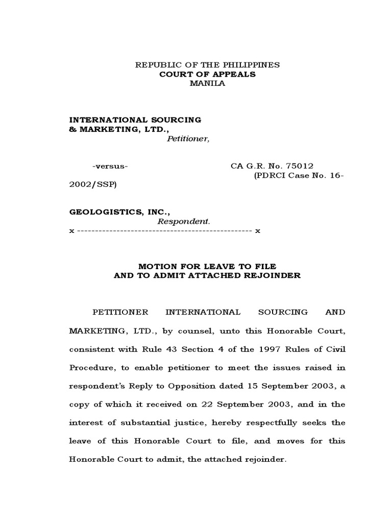 Motion For Leave | PDF