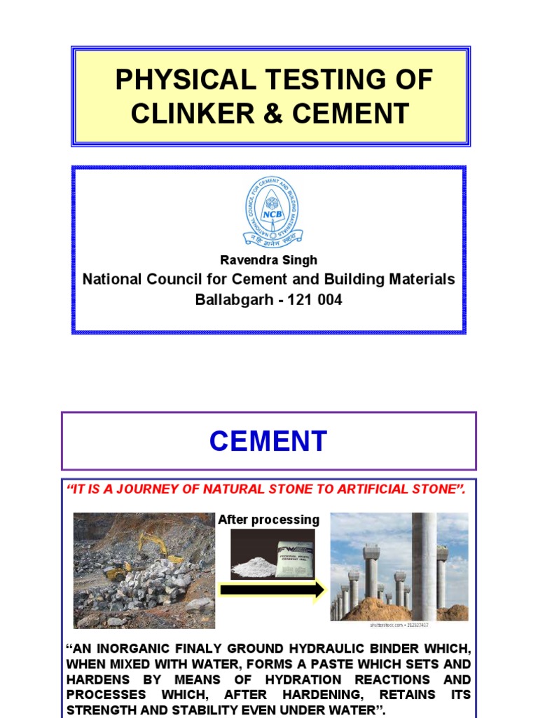 Physical Testing of Clinker & Cement | PDF | Cement | Concrete