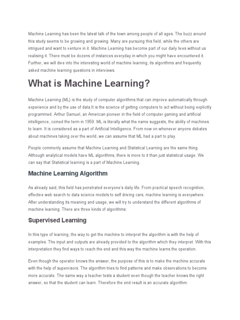 What Is Machine Learning? | PDF | Machine Learning | Pattern Recognition