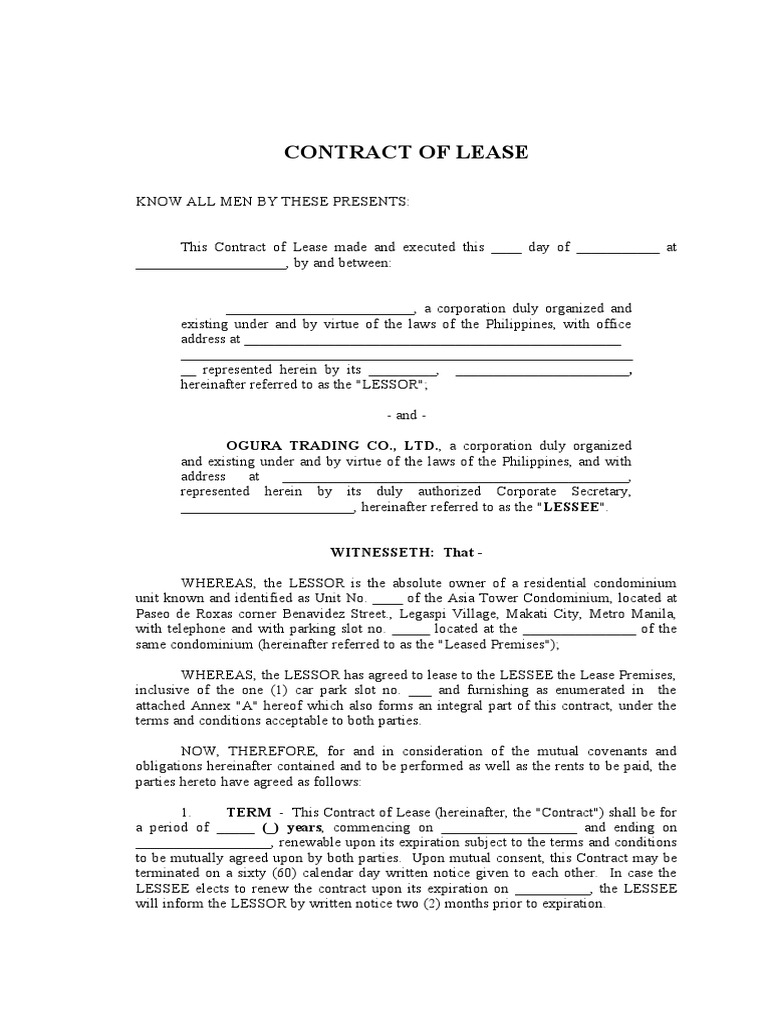 Contract of Lease | PDF | Lease | Legal Concepts