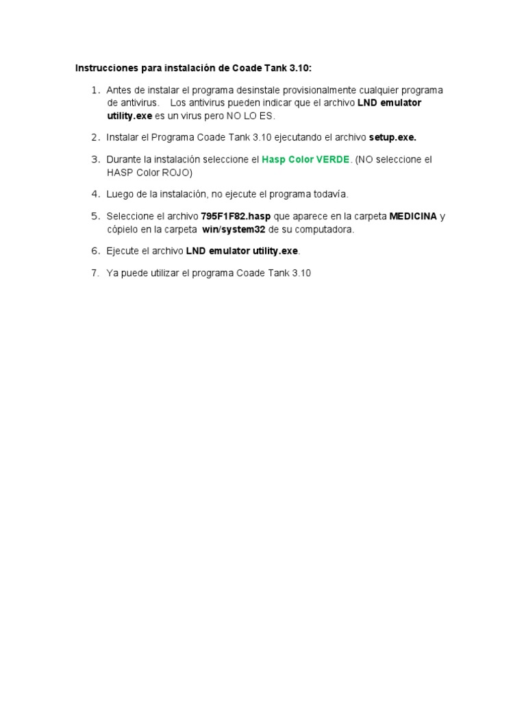 Instrucciones para Instalación de Coade Tank 3.10 | PDF