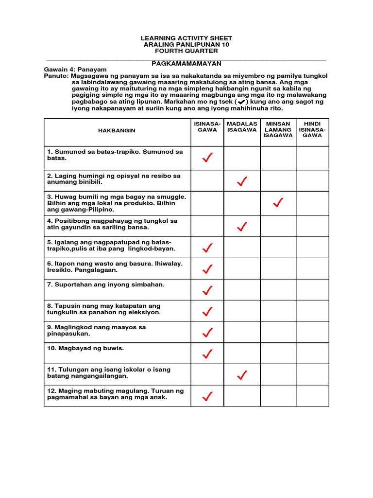 Grade 10 Ap - Q4M1-W4 | PDF