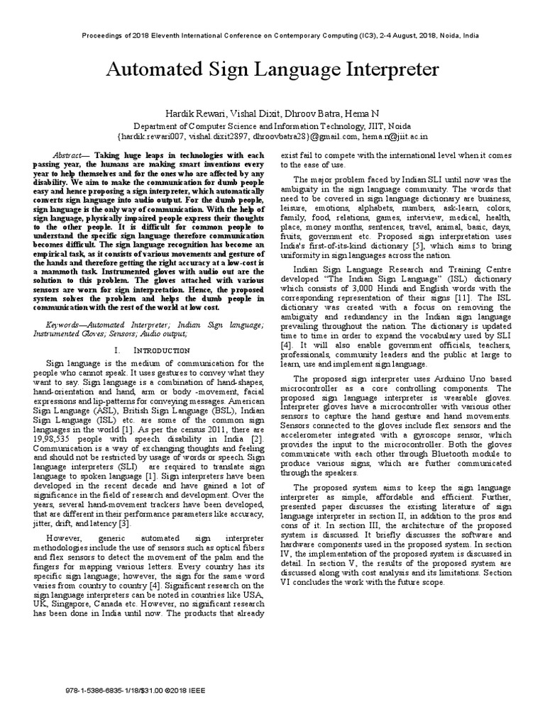 Automated Sign Language Interpreter | PDF | Sign Language | Artificial Neural Network