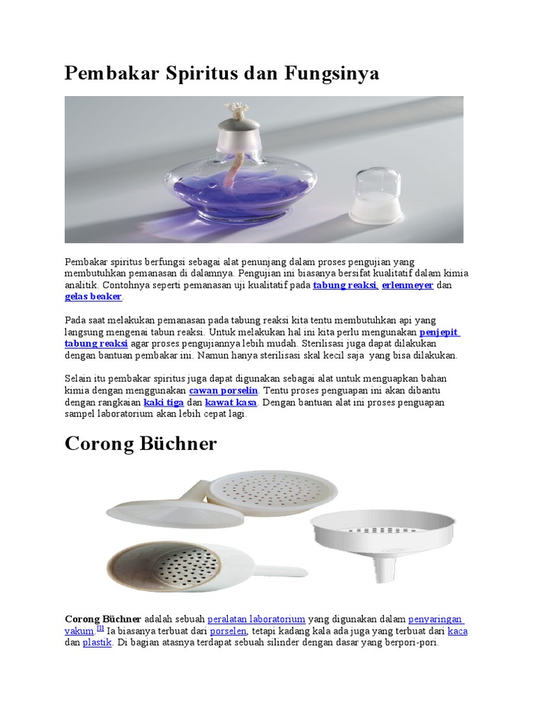 Pembakar Spiritus Dan Fungsinya: Tabung Reaksi, Erlenmeyer Gelas Beaker ...