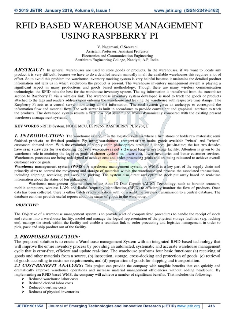 RFID WMS - Using RaspberryPi | PDF | Radio Frequency Identification ...