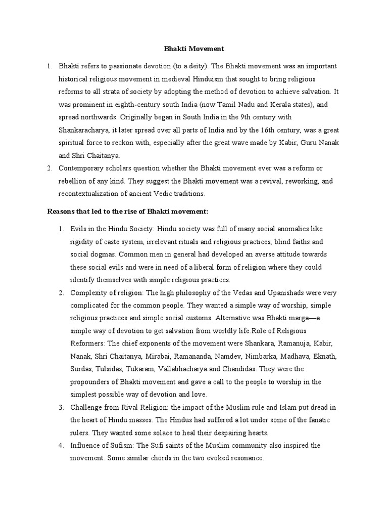Bhakti Movement | PDF | Bhakti Movement | Bhakti