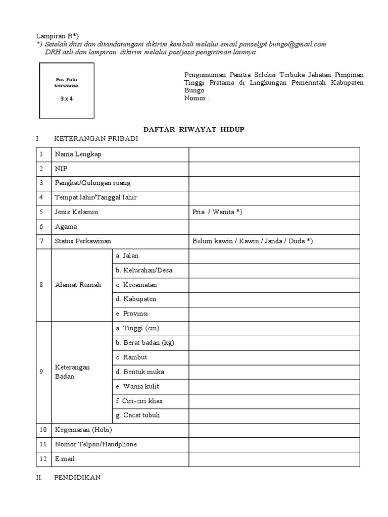 Format Lampiran B DRH | PDF