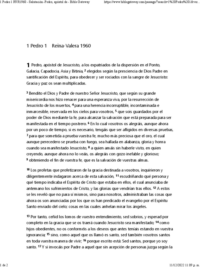 1 Pedro 1 Rvr1960 Salutación Pedro Apóstol De Bible Gateway