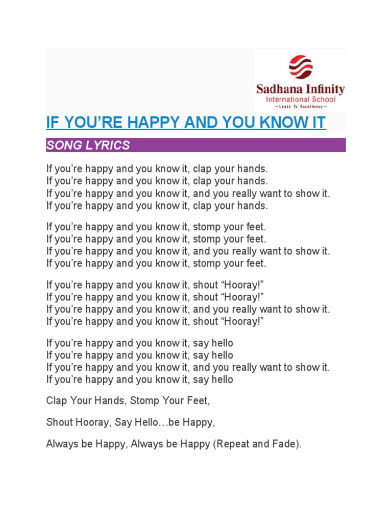 "If You're Happy and You Know It Lyrics" | PDF | Art