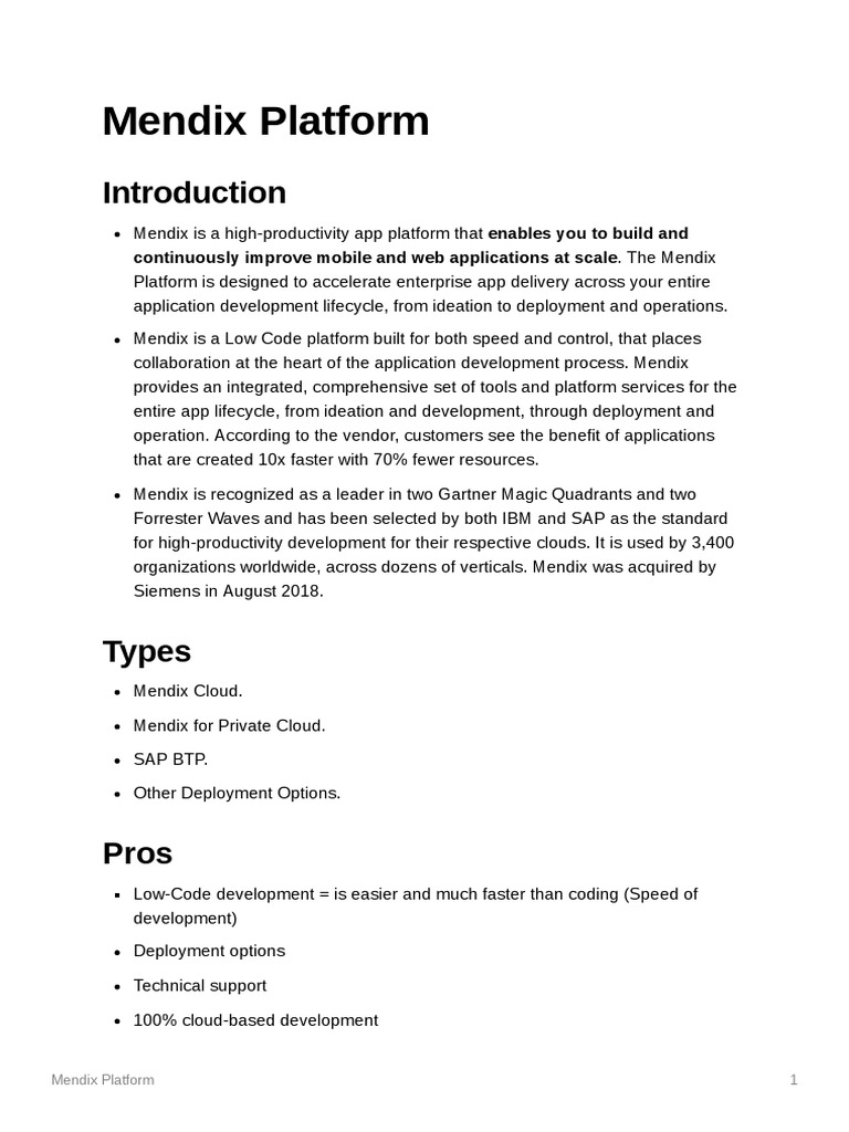 Mendix Platform | PDF | Cloud Computing | Mobile App