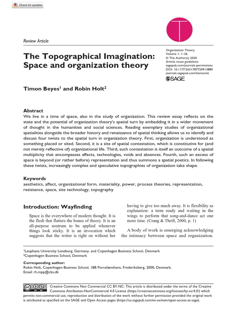 【Timon Beyes】The Topographical Imagination | PDF | Space | Thought