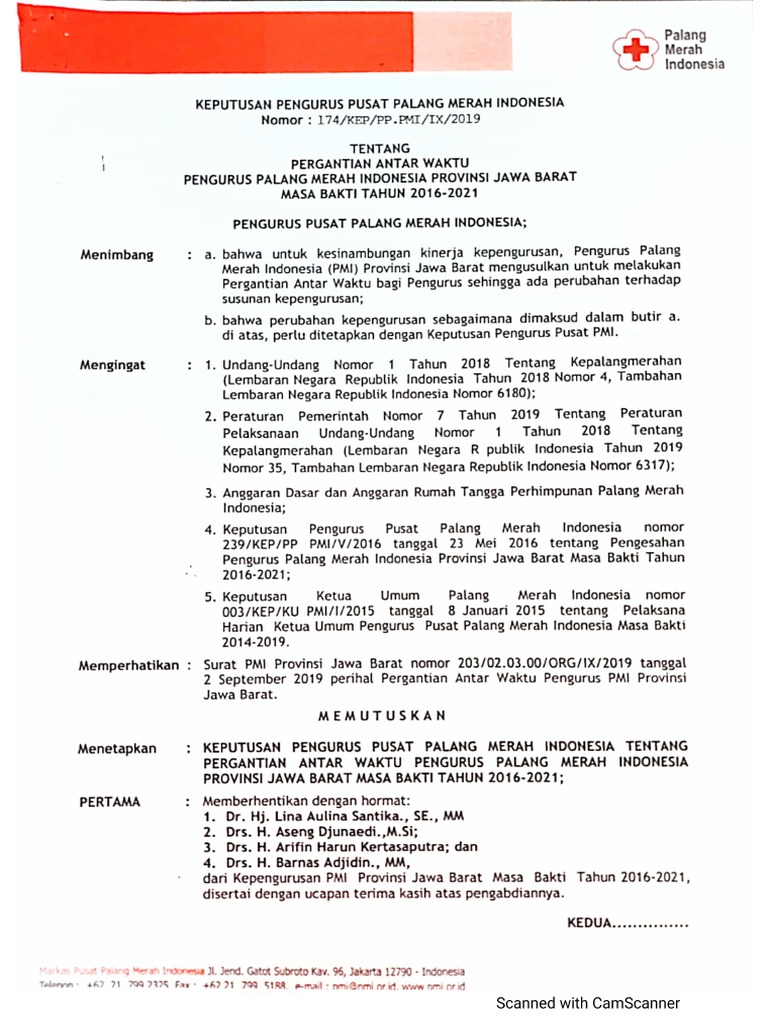 SK Pengurus PMI Provinsi Jabar | PDF