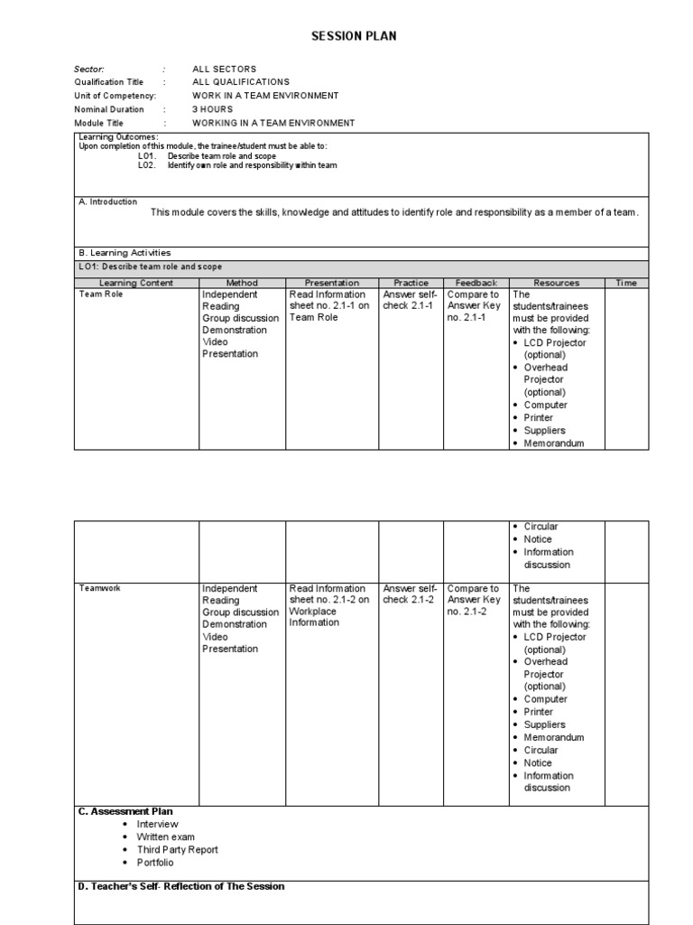 Session Plan-Basic-Uc2-Lo1 | PDF | Pedagogy | Teaching
