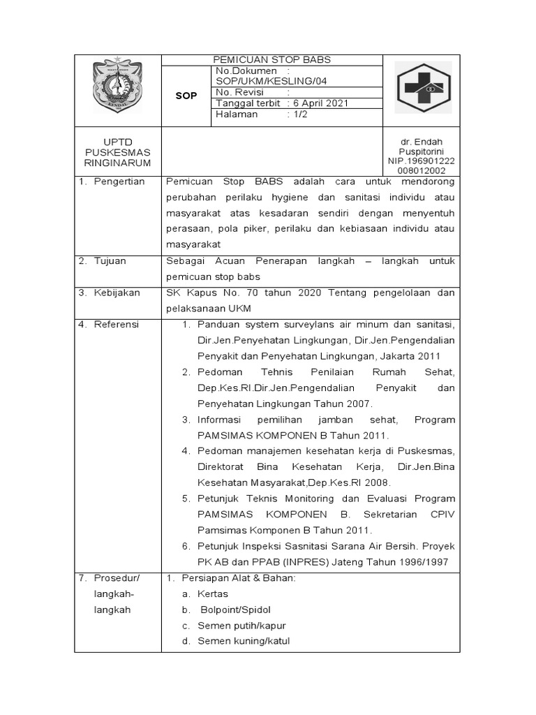 SOP 04 Pemicuan Stop BABS | PDF