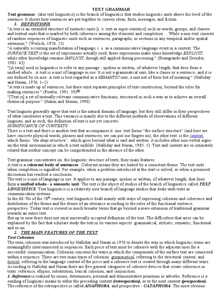 Text Grammar 2020 2 | PDF | Discourse | Semantics