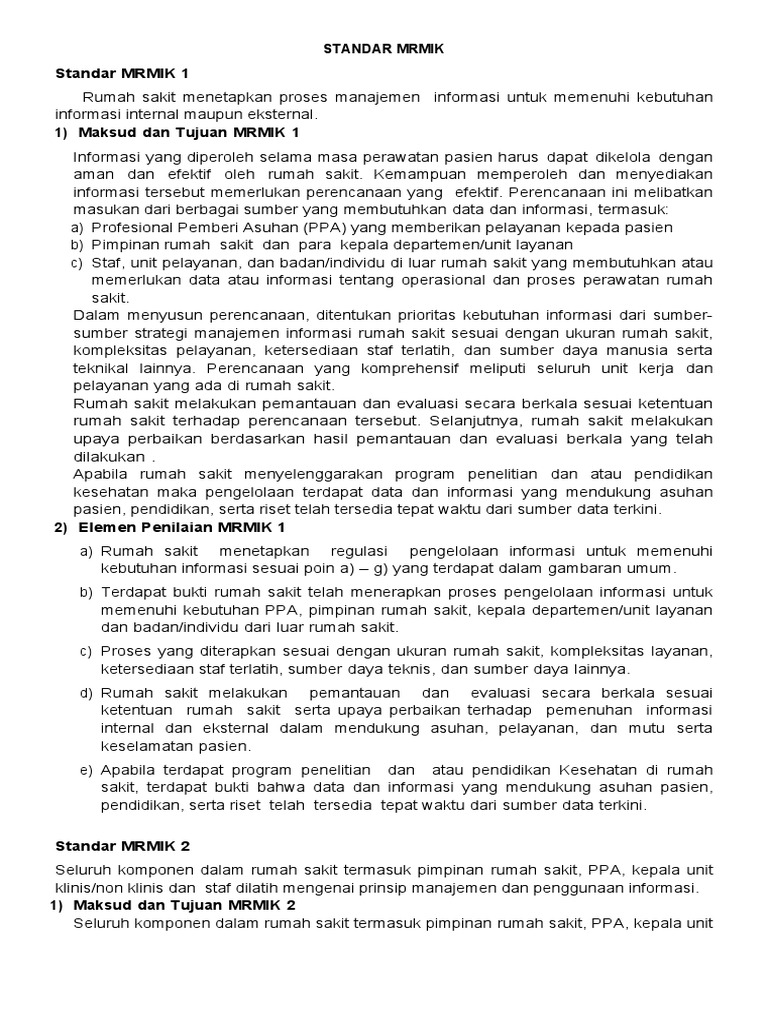 STANDAR MRMIK Titik | PDF