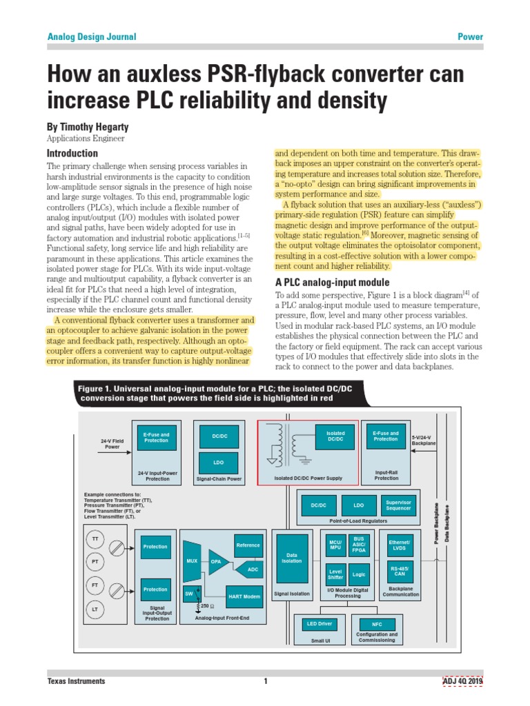 How An Auxless PSR-flyback Converter Can Increase PLC Reliability and ... How An Auxless PSR-flyback Converter Can Increase PLC Reliability and ...