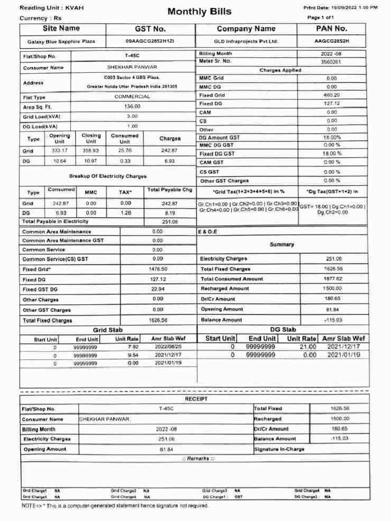 Elec Bill With Possion Letter | PDF