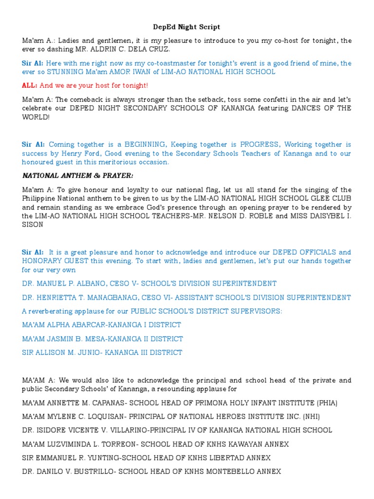 DepEd Night Script 2 | PDF
