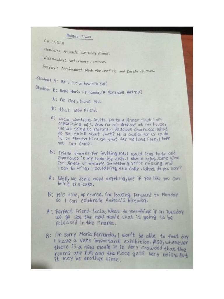 Making Plans - Dialogue | PDF