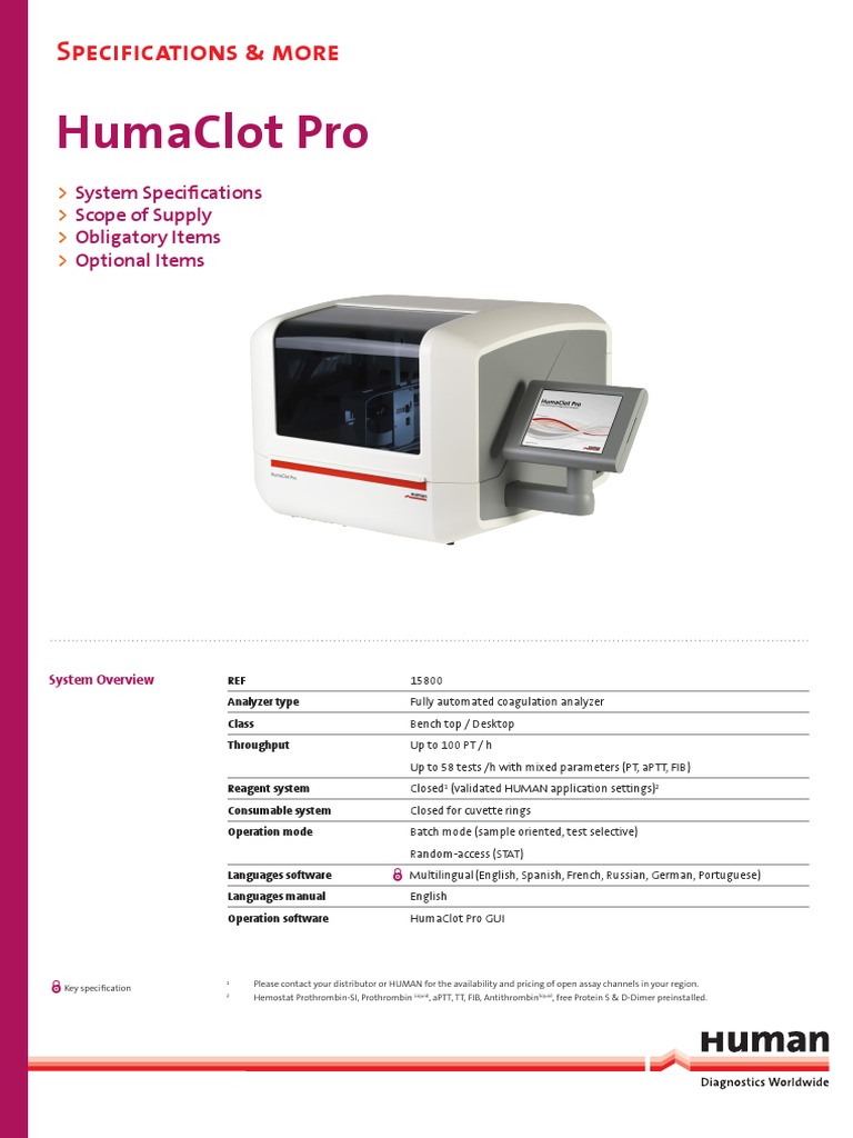 Service Manual Humaclot Pro | PDF | Coagulation