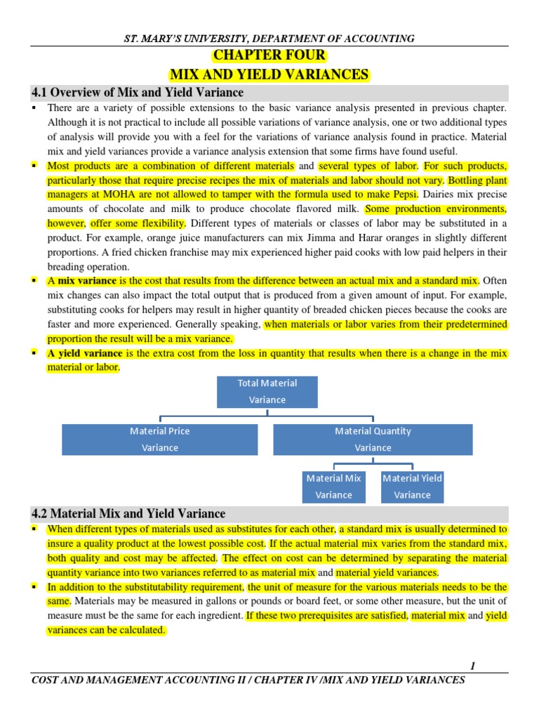 CH - 4 Mix and Yield Variance Ahmed Final | PDF | Labour Economics ...