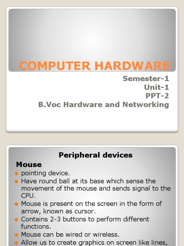 COMPUTER HARDWARE Unit-1 PPT-2 | PDF | Image Scanner | Computing