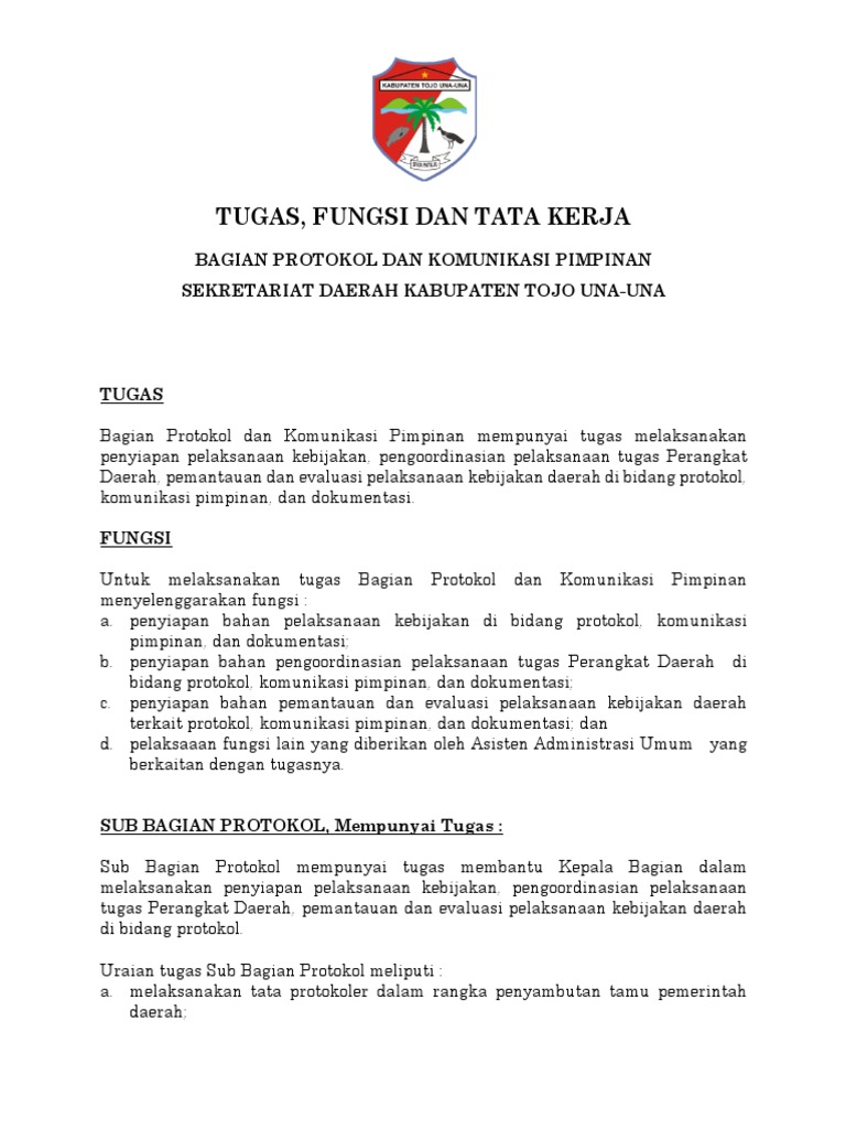 Tugas dan Fungsi Protokol Pimpinan | PDF