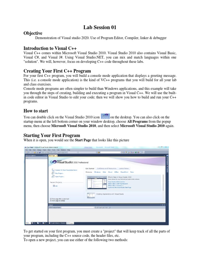 Lab Session 01 | PDF | Microsoft Visual Studio | Programming
