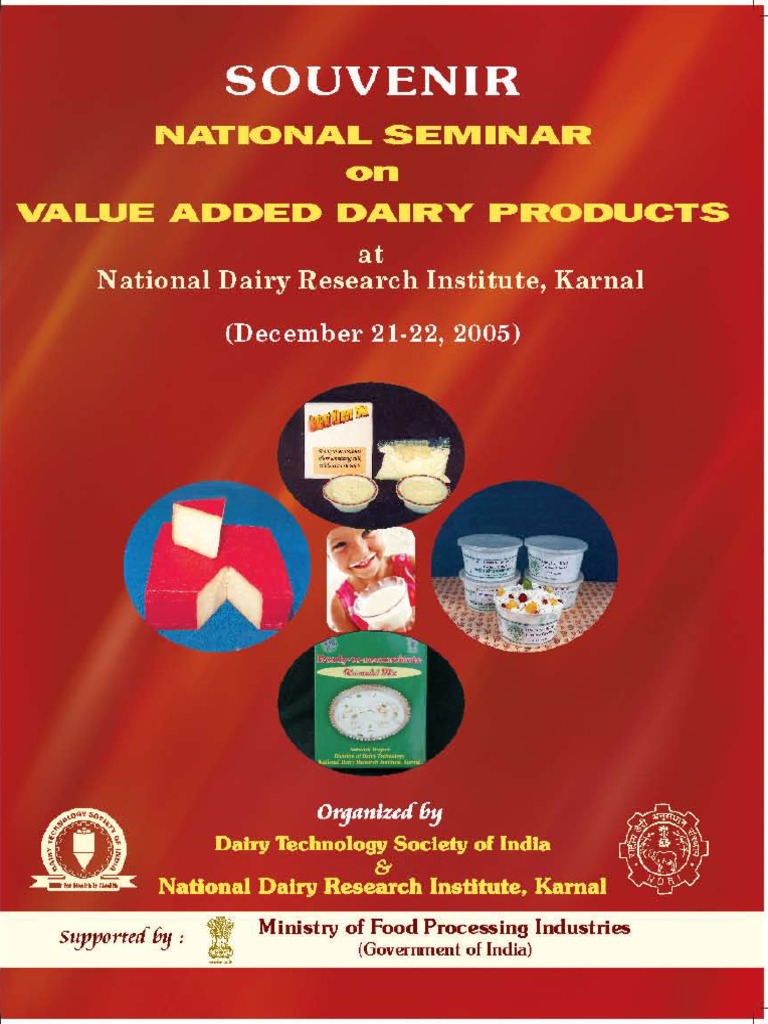 National Seminar On Value Added Dairy Products | PDF | Milk | Foods