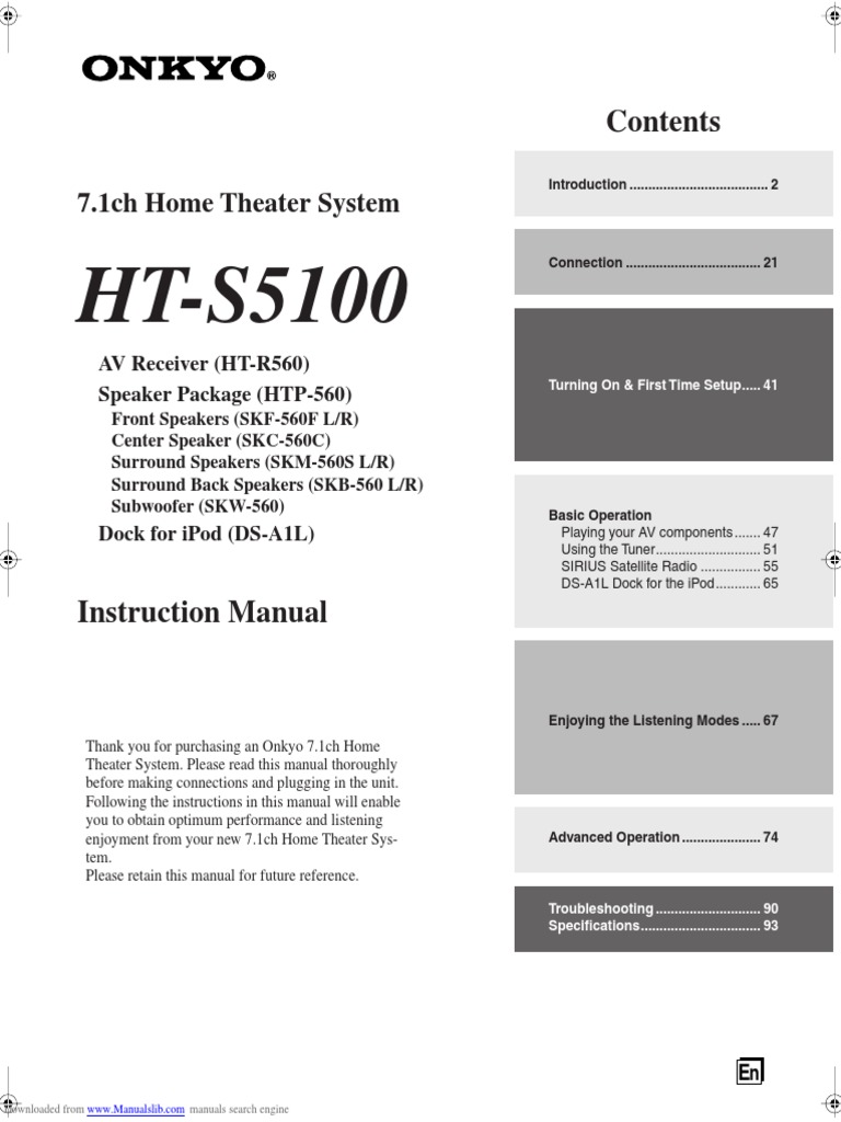7.1ch Home Theater System: AV Receiver (HT-R560) Speaker Package (HTP ...