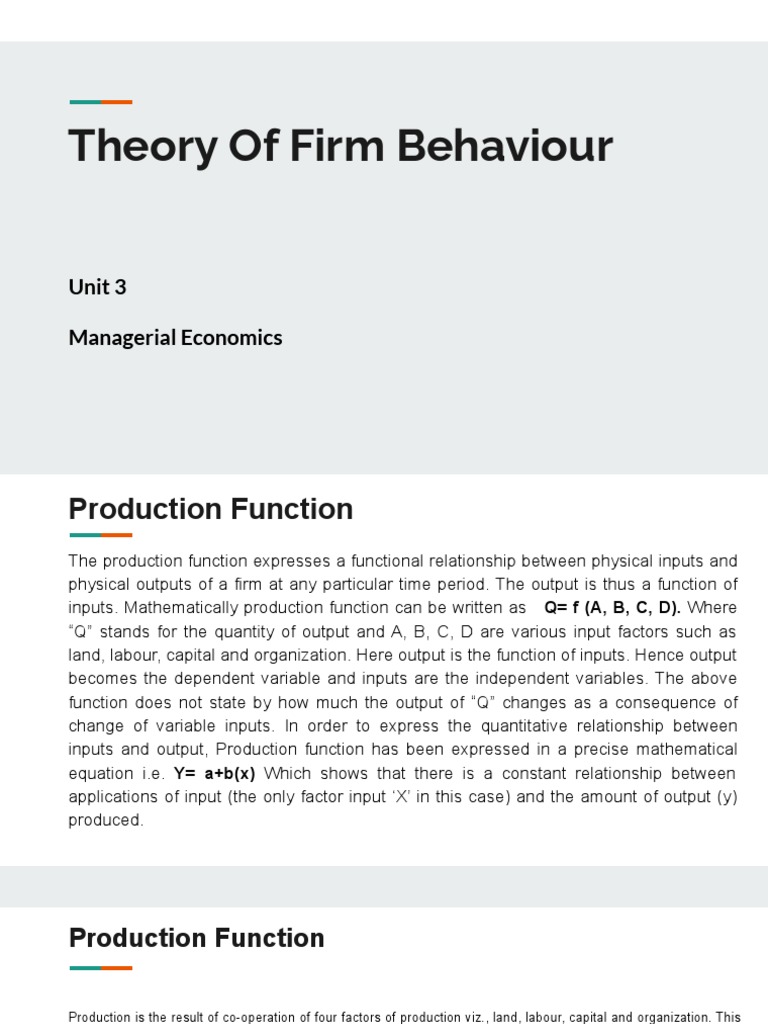 3-Theory of Firm Behaviour | Download Free PDF | Production Function | Profit (Economics)