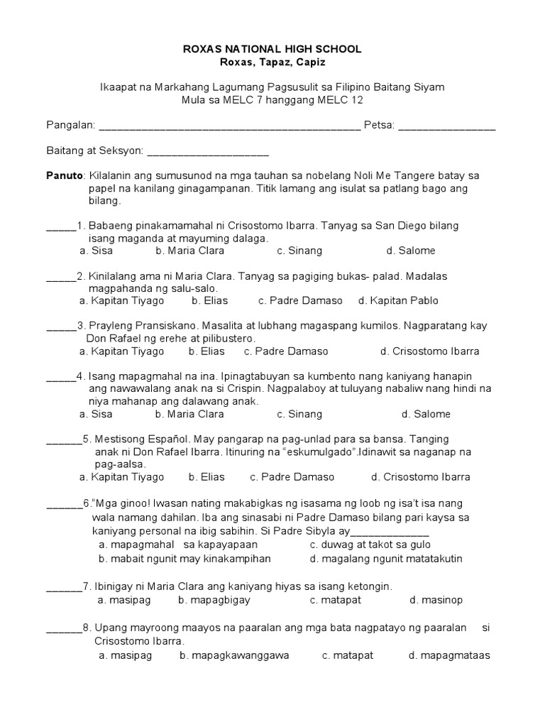 4th Quarter 2nd Summative Test in Grade 9 | PDF