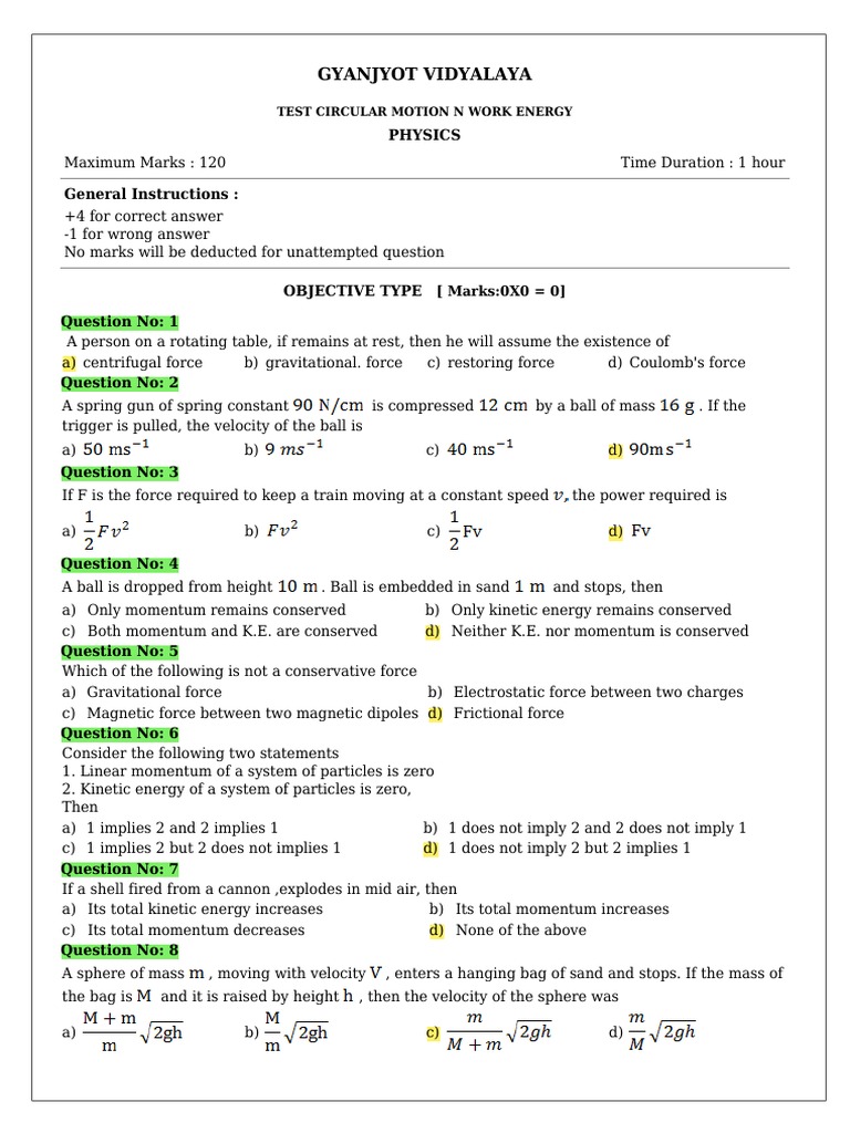 Sara Questions | PDF | Acceleration | Force