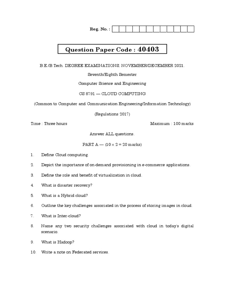 Cloud Computing - NOV DEC 2021 | PDF | Cloud Computing | Computing